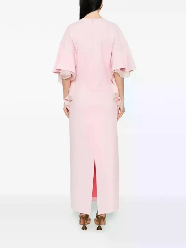 Alberta Ferretti Ruffled V-neck Dress - Pink