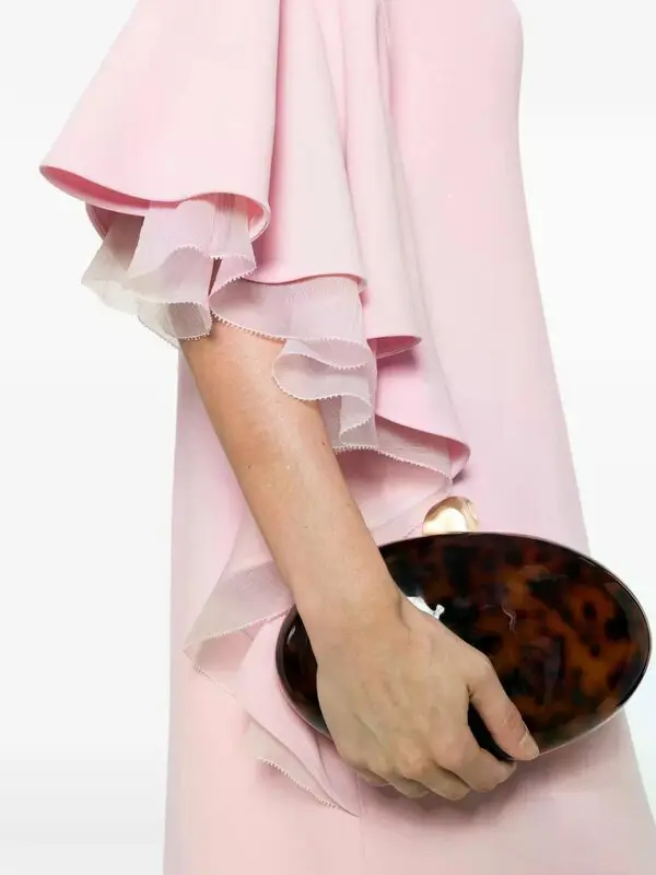 Alberta Ferretti Ruffled V-neck Dress - Pink