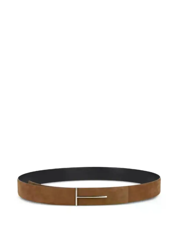 TOM FORD Nubuck Slim T Reversible Belt - Brown