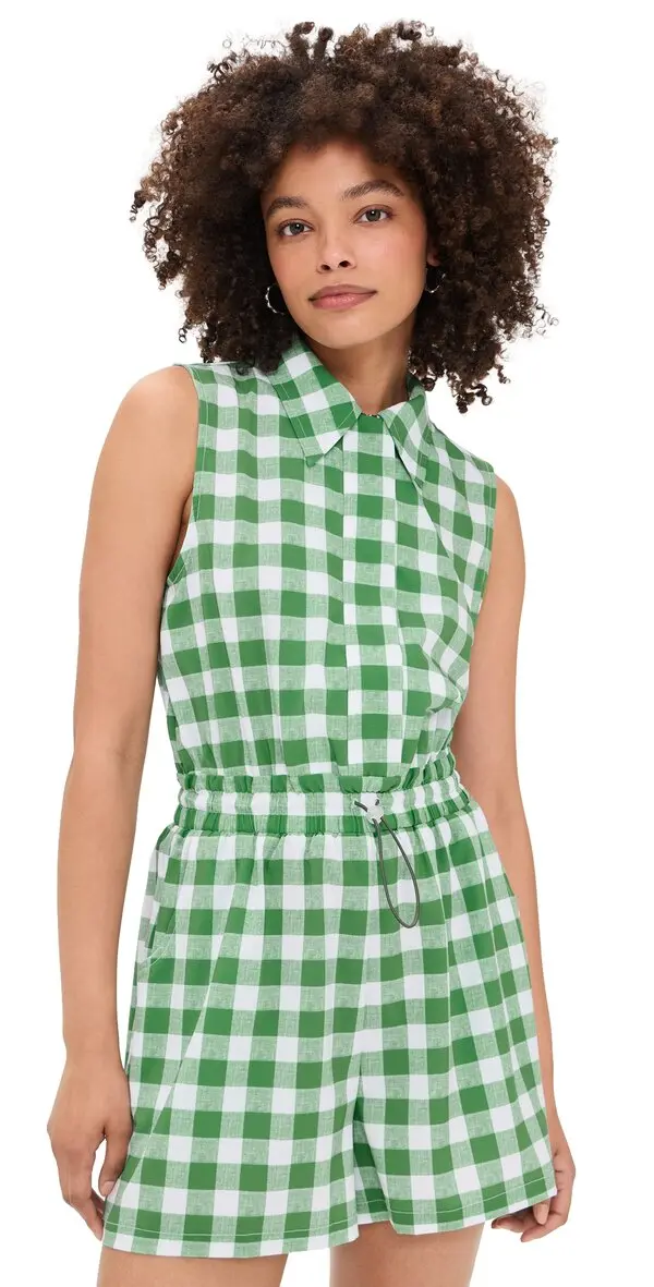 BYRDIE GOLF SOCIAL WEAR Range Romper - Gingham Sage