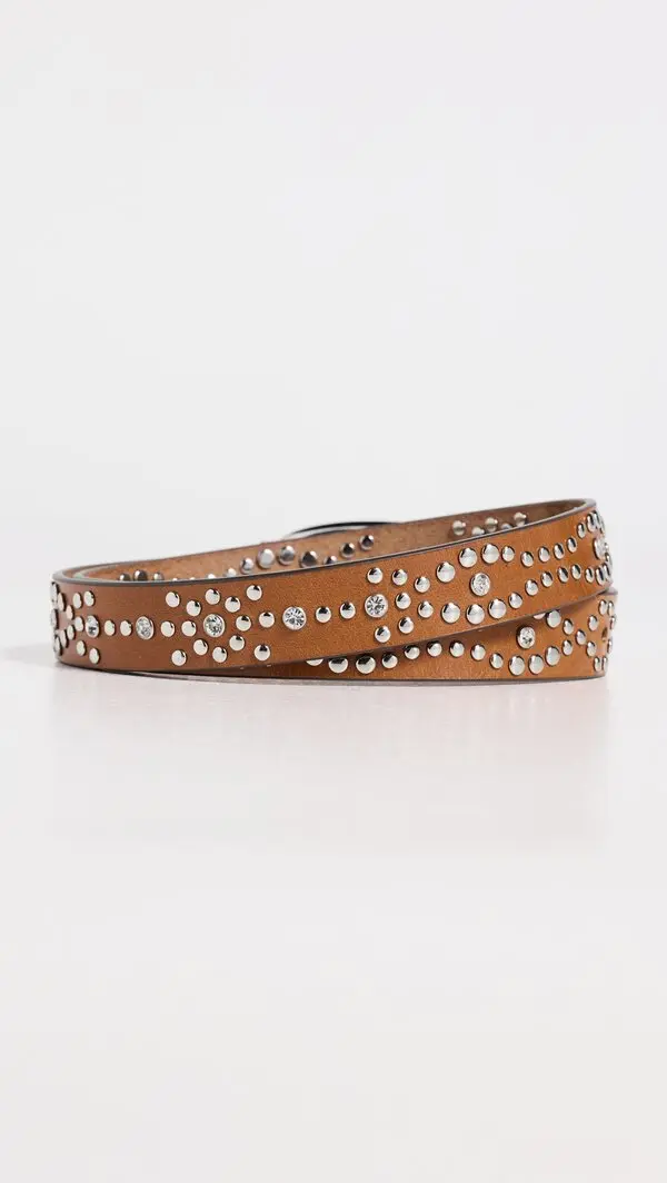 Tory Burch Pierced Studded Belt - Burnt Umber/silver