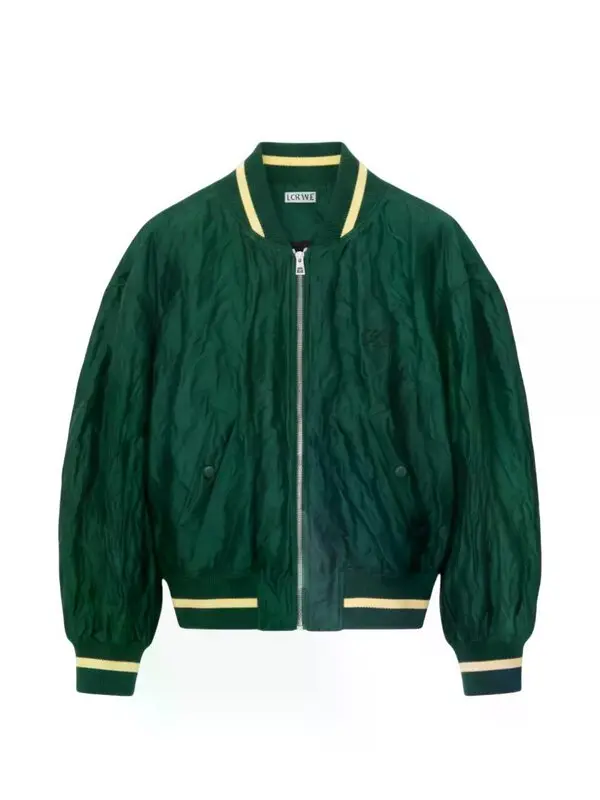Loewe Crinkled Bomber Jacket - Green