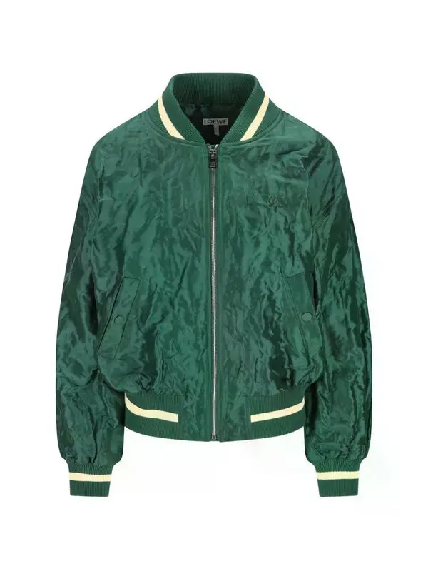 Loewe Crinkled Bomber Jacket - Green