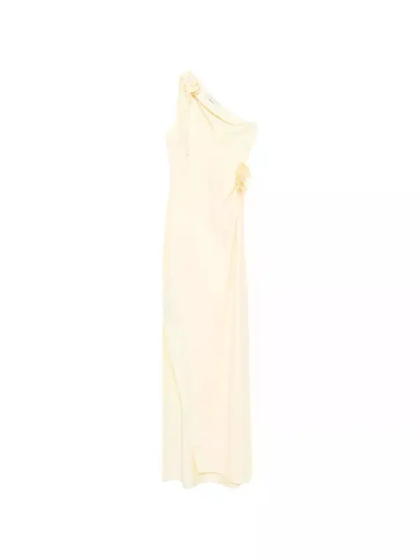 Coperni Asymmetric Floral-appliqué Maxi Dress - Yellow