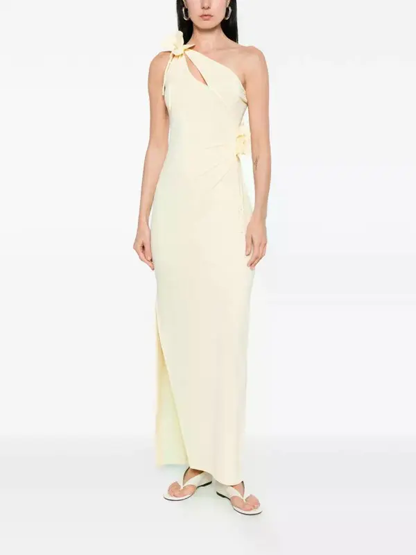 Coperni Asymmetric Floral-appliqué Maxi Dress - Yellow