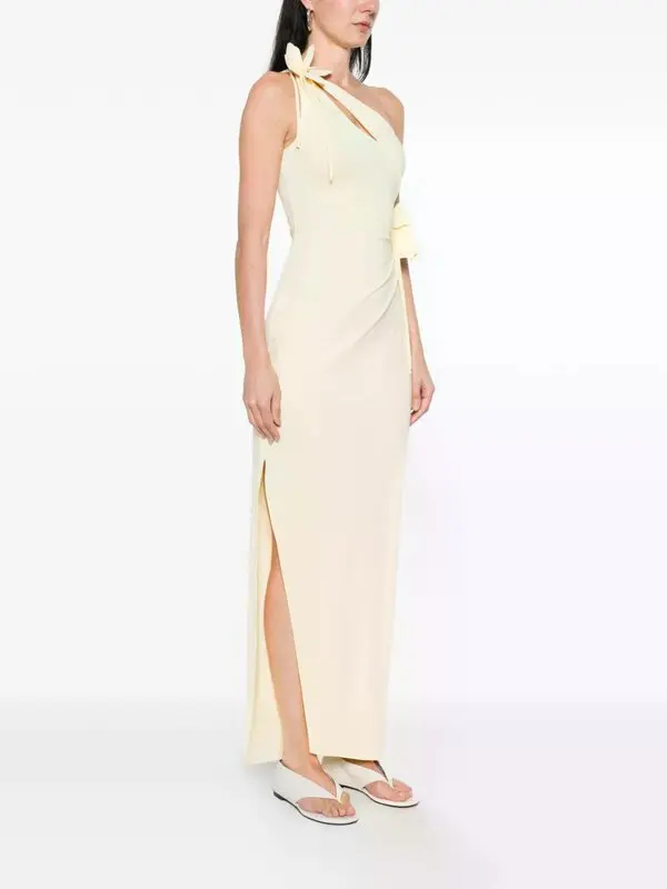 Coperni Asymmetric Floral-appliqué Maxi Dress - Yellow