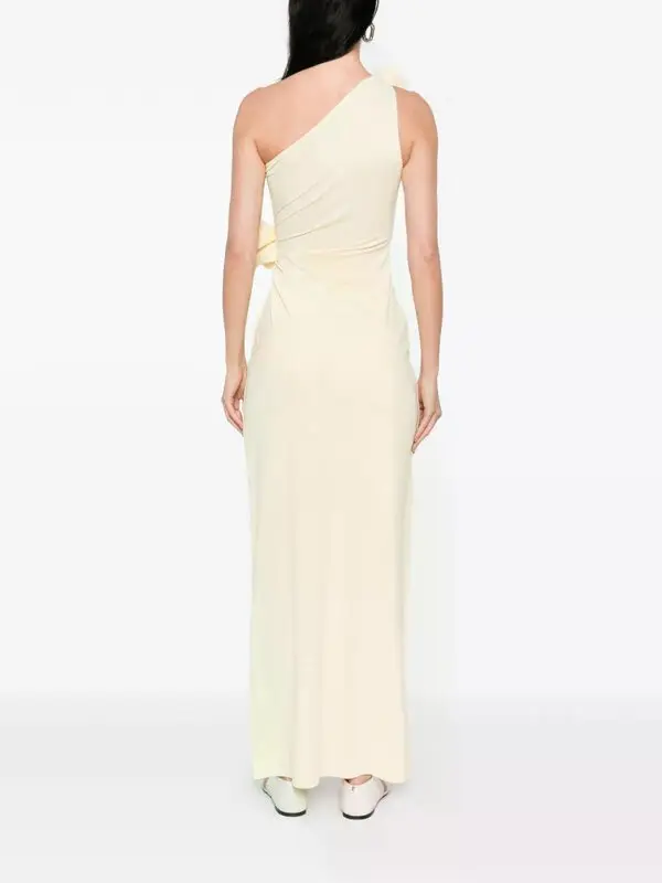 Coperni Asymmetric Floral-appliqué Maxi Dress - Yellow