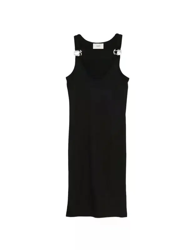 Coperni Scoop Neck Sleeveless Dress With Logo Appliqu - Black