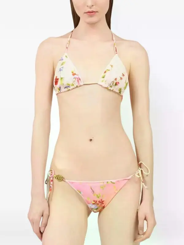 Roberto Cavalli Miami Floral-print Bikini Bottoms - Pink