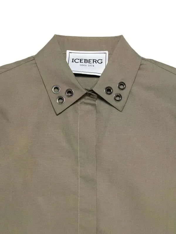 Iceberg Eyelet Collared Top - Green