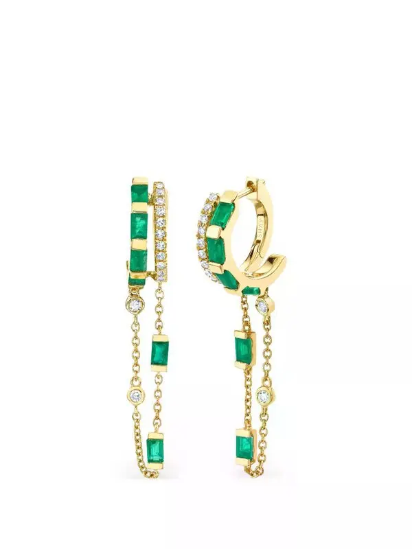 Shay Emerald And Diamond Earrings - Gold