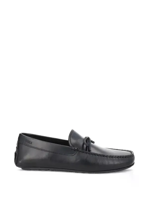 BOSS Leather Driver Moccasins With Bow Trim