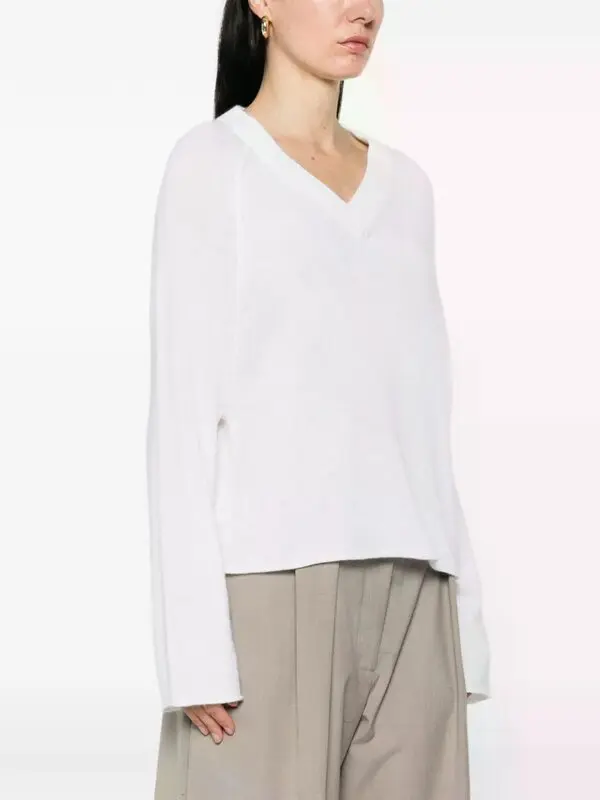 ALLUDE V-neck Sweater - White