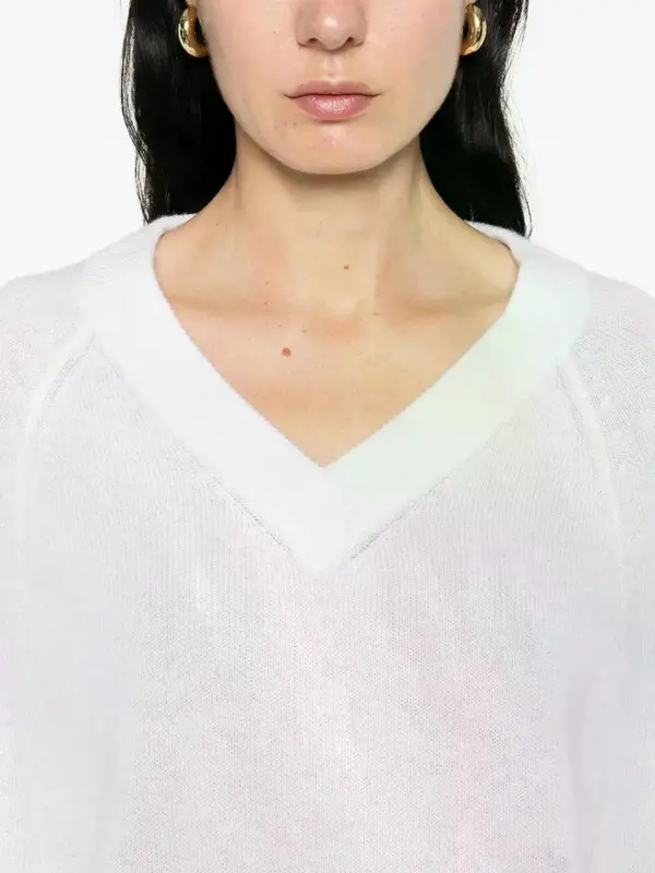 ALLUDE V-neck Sweater - White