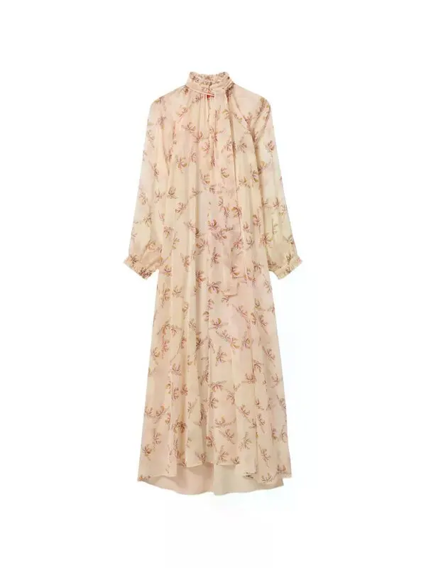 La DoubleJ Cerere Printed Silk Chiffon Maxi Dress - Neutrals