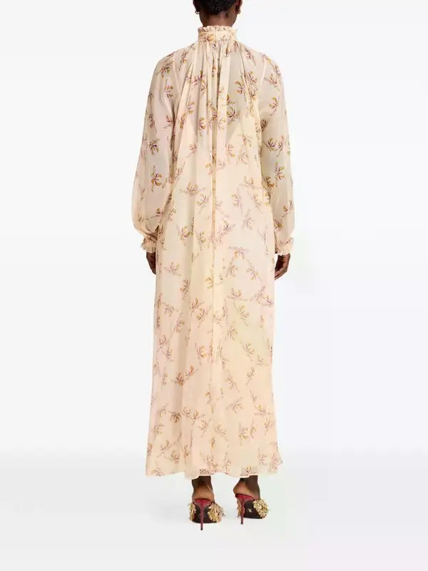 La DoubleJ Cerere Printed Silk Chiffon Maxi Dress - Neutrals