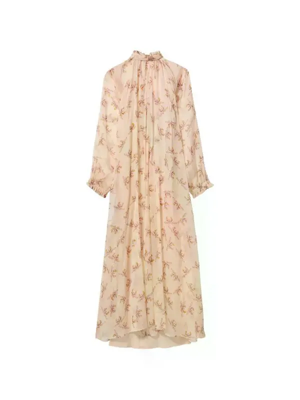 La DoubleJ Cerere Printed Silk Chiffon Maxi Dress - Neutrals