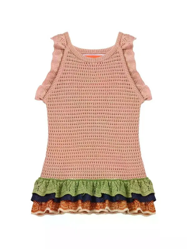 La DoubleJ Cropped Cotton-viscose Blend Top - Pink