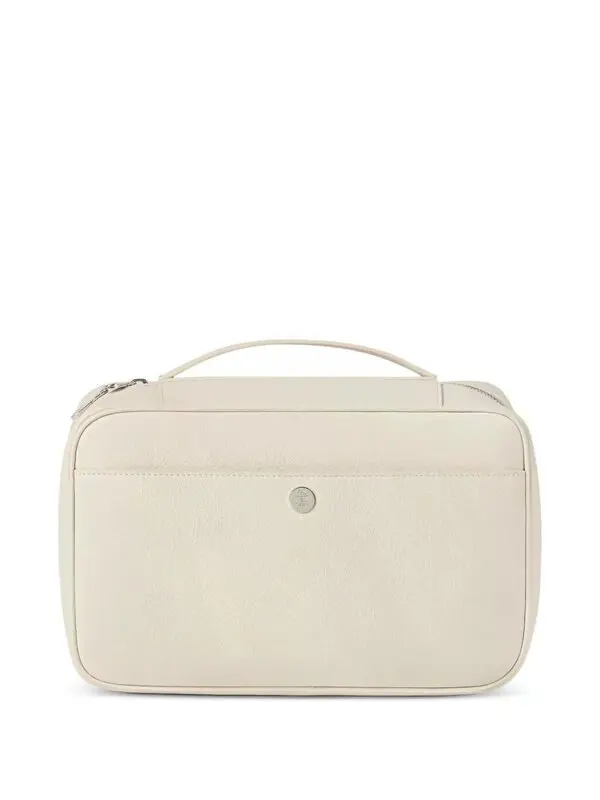 Brunello Cucinelli Fine Grain Leather Travel Beauty Case - Neutrals