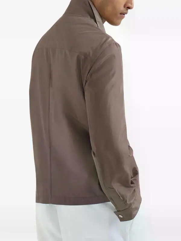 Brunello Cucinelli Bonded Silk Unlined Outerwear Jacket - Brown