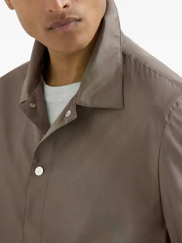 Brunello Cucinelli Bonded Silk Unlined Outerwear Jacket - Brown