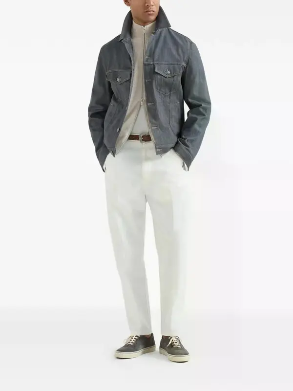Brunello Cucinelli Cashmere Zip-up Cardigan With High Rib-knit Collar - Neutrals