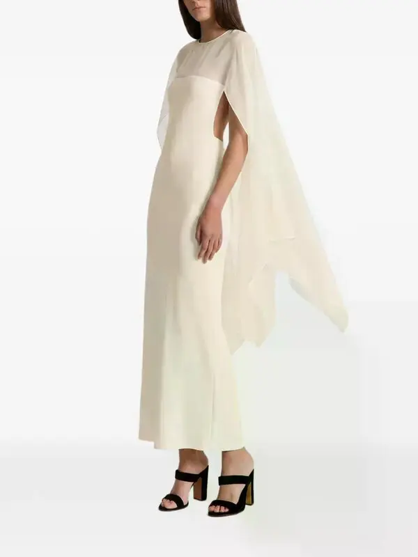 Alberta Ferretti Sleeveless Sheer Overlay Maxi Dress - Neutrals