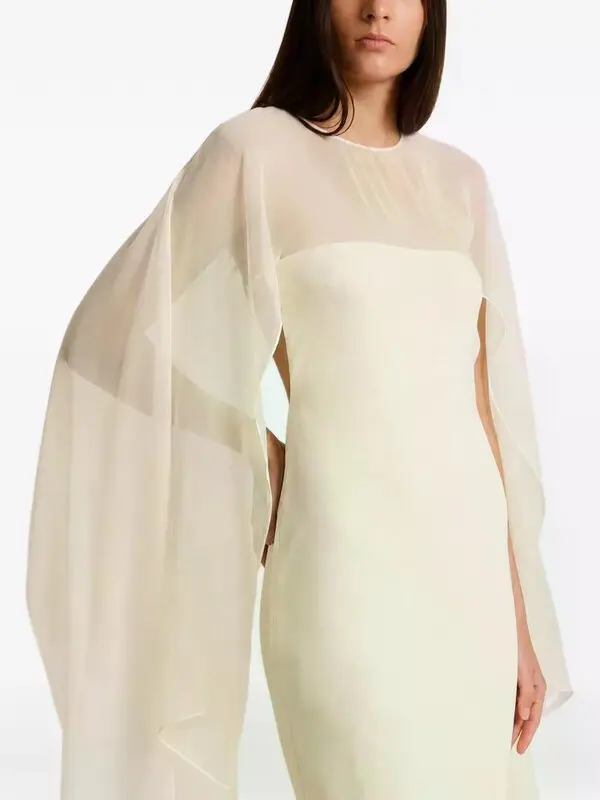 Alberta Ferretti Sleeveless Sheer Overlay Maxi Dress - Neutrals