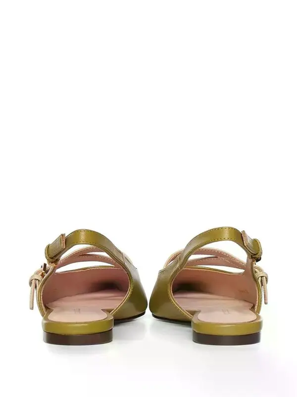 COCCINELLE Strappy Pointed Leather Flats - Green