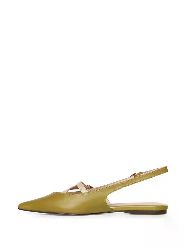 COCCINELLE Strappy Pointed Leather Flats - Green