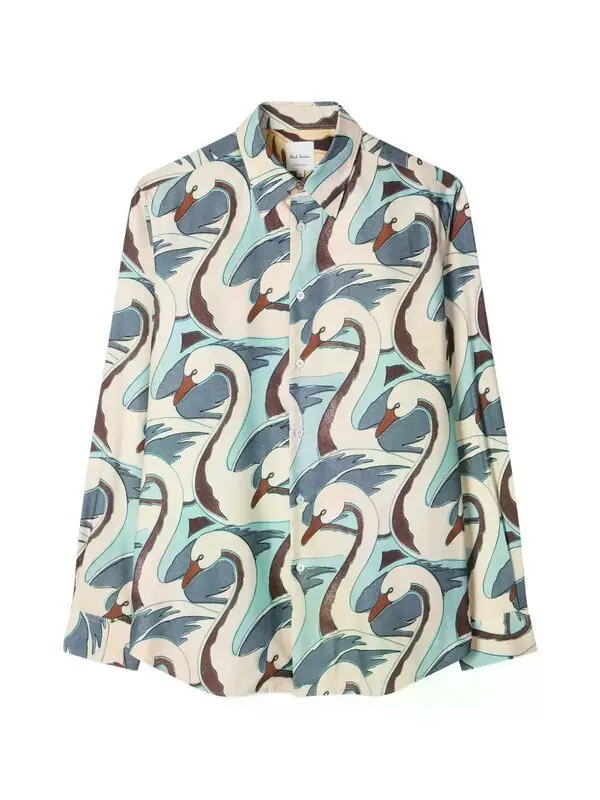 Paul Smith Swan Patterned Shirt - Neutrals