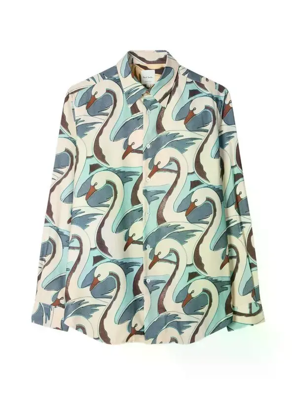 Paul Smith Swan Print Shirt - Neutrals