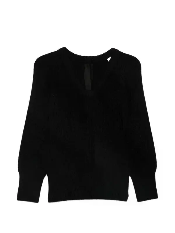 Carven V-neck Long Sleeve Sweater - Black