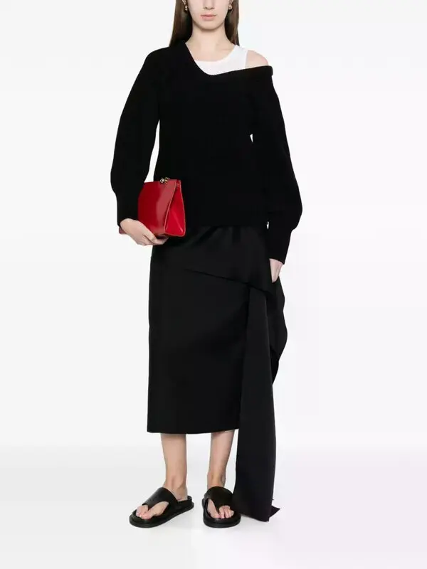 Carven V-neck Long Sleeve Sweater - Black