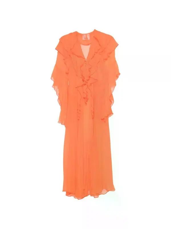 Erika Cavallini Ruffled Midi Dress - Orange