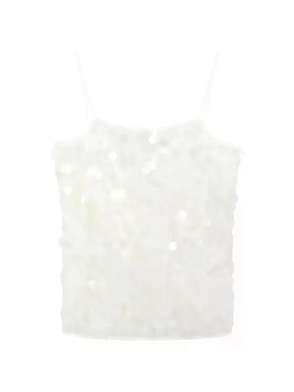 Marella Sequin Embellished Strap Top - Neutrals