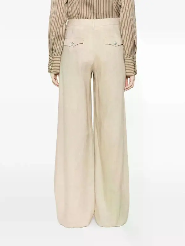 Marella Wide Leg Linen Trousers - Neutrals