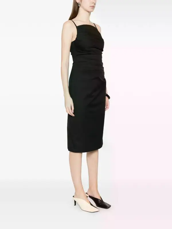 Marella Draped Midi Dress - Black