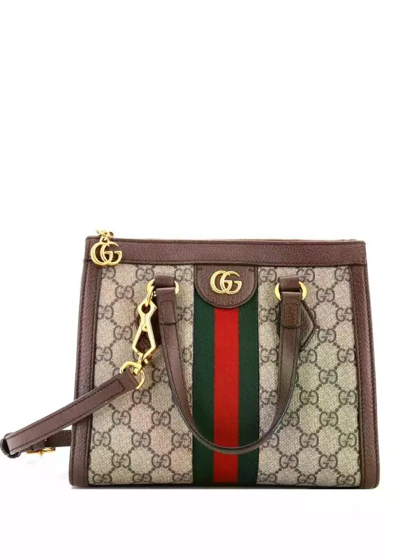 Gucci Ophidia Top Handle Gg Coated Canvas Small Tote Bag - Brown