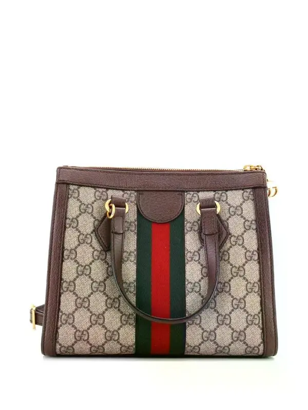 Gucci Ophidia Top Handle Gg Coated Canvas Small Tote Bag - Brown