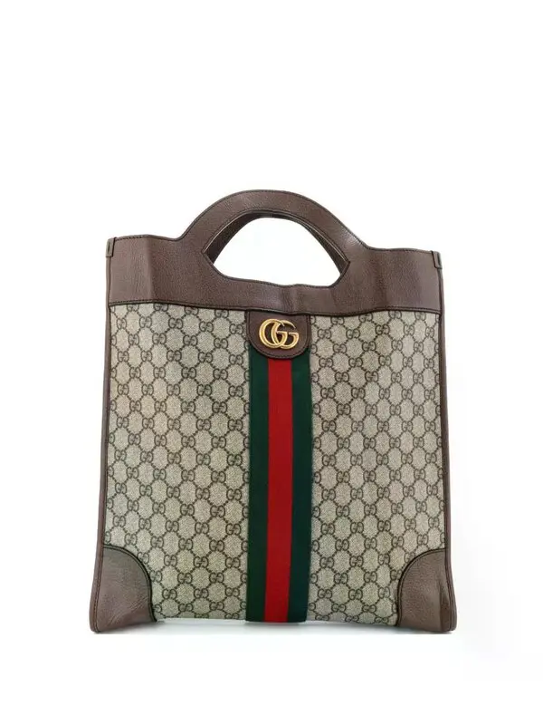 Gucci Ophidia Cut Out Handle Large Satchel - Brown