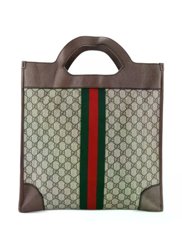 Gucci Ophidia Cut Out Handle Large Satchel - Brown
