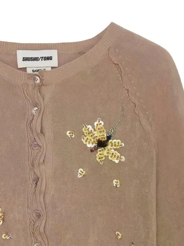 SHUSHU/TONG Floral-embellishment Cardigan