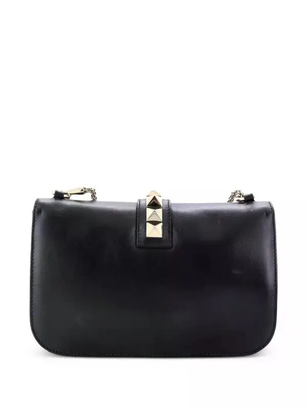 Valentino Garavani Glam Lock Leather Medium Shoulder Bag - Black