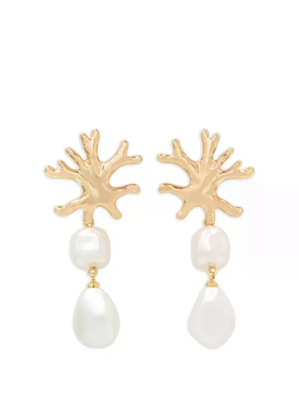 SELF-PORTRAIT Coral Pearl Dangle Earrings - Gold