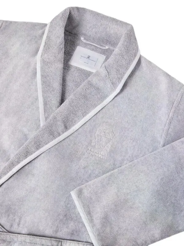 Brunello Cucinelli Cotton Terrycloth Bathrobe With Linen Trims