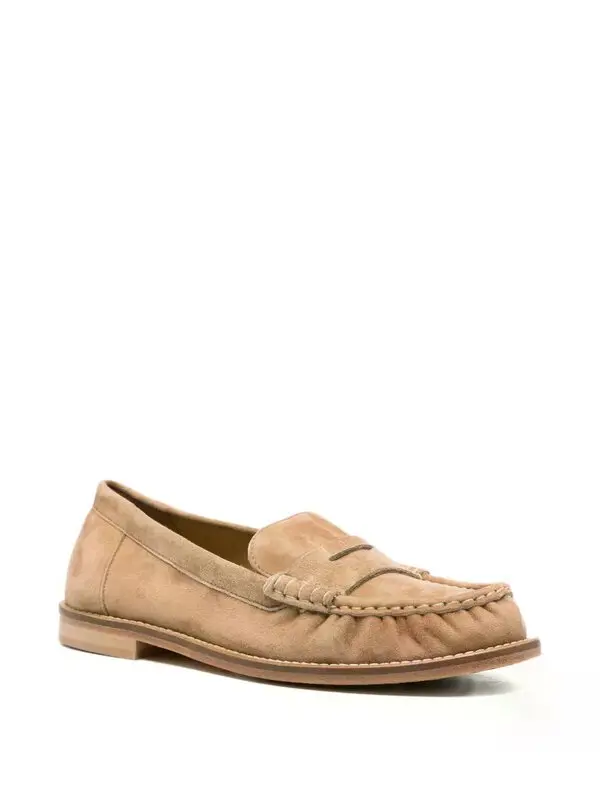 JULIE DEE Penny-strap Suede Loafers - Neutrals