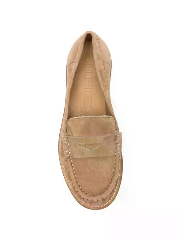 JULIE DEE Penny-strap Suede Loafers - Neutrals