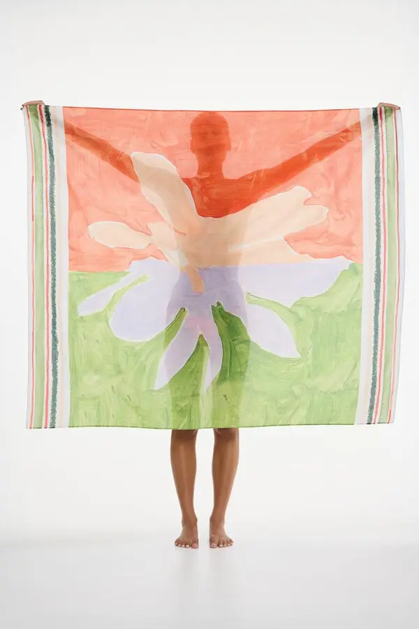 Significant Other Lightweight Cotton Sarong - Stamped Poppy