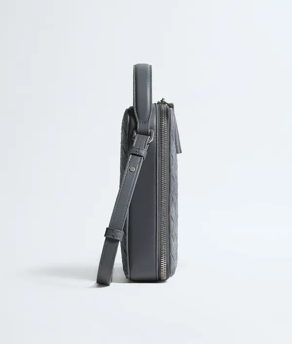 Bottega Veneta Intrecciato Denim Suede Leather Phone Pouch - Cloudy Indigo/shadow